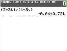 Using the Graphing Calculator with Complex Numbers
